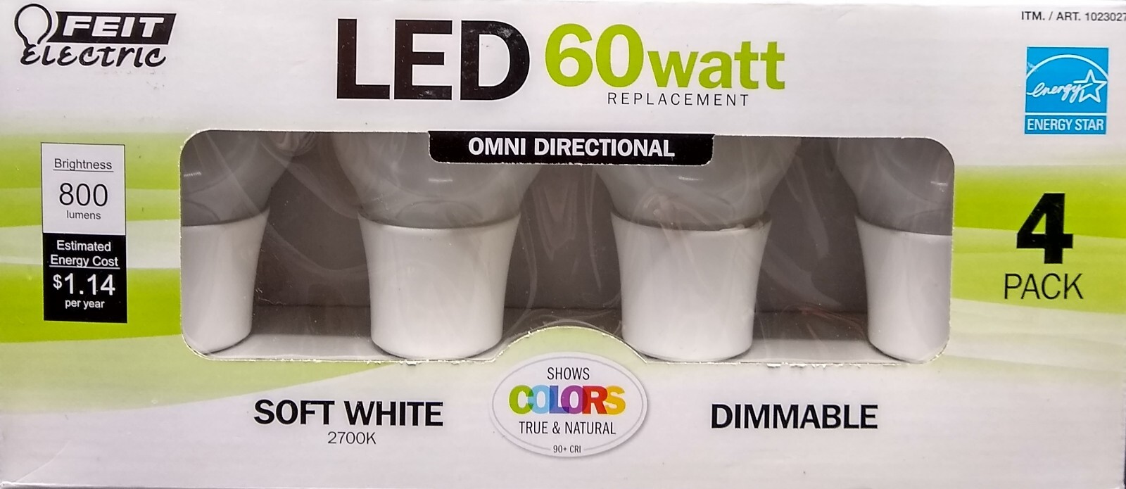 Feit Electric LED 800 lumen Soft White OMNIDIRECTIONAL Dimmable Bulbs ...