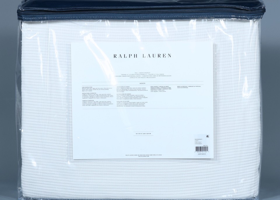 RALPH LAUREN AIDEN WHITE PARCHMENT 100% Cotton QUEEN Coverlet | eBay