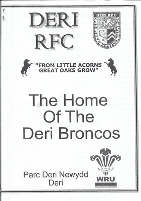 Deri Rugby Club ( RFC ) Wales 2006 - 2007 generic season programme ...