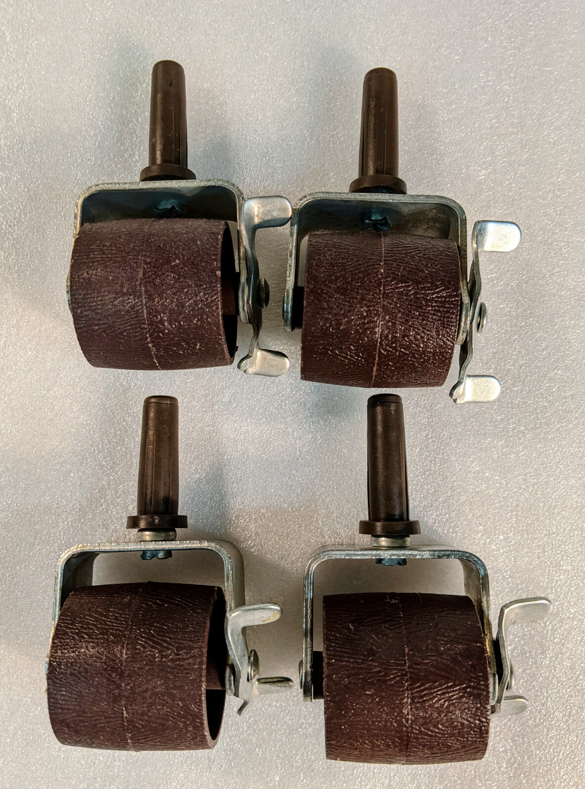 SET OF (4) BED FRAME WHEELS ROLLERS WITH BRAKES AND PLASTIC SOCKET ...