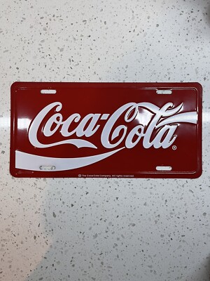 Coca-Cola License Plate Metal Embossed Red | eBay