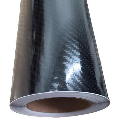Gloss 6D Black Carbon Fiber CF Large Pattern Vinyl Car Auto Wrap ...
