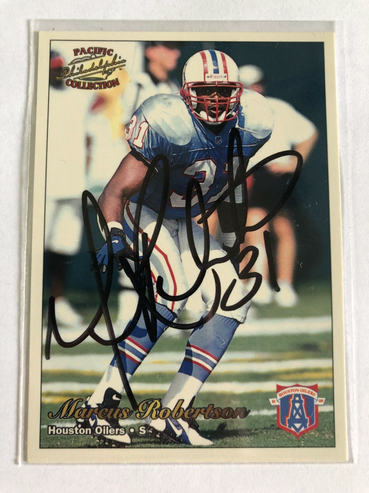 1997 Pacific Philadelphia Marcus Robertson #130 Autograph Oilers ...