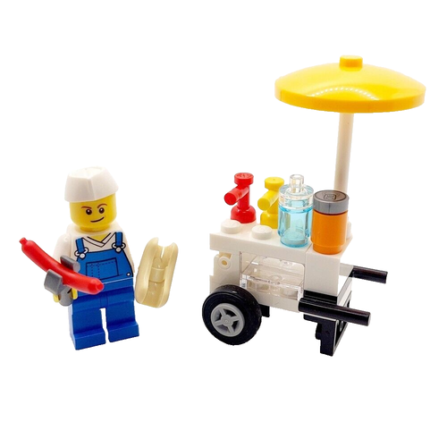 Genuine LEGO Hot Dog Food Stand Cart & Chef Cook Minifigure Funfair ...