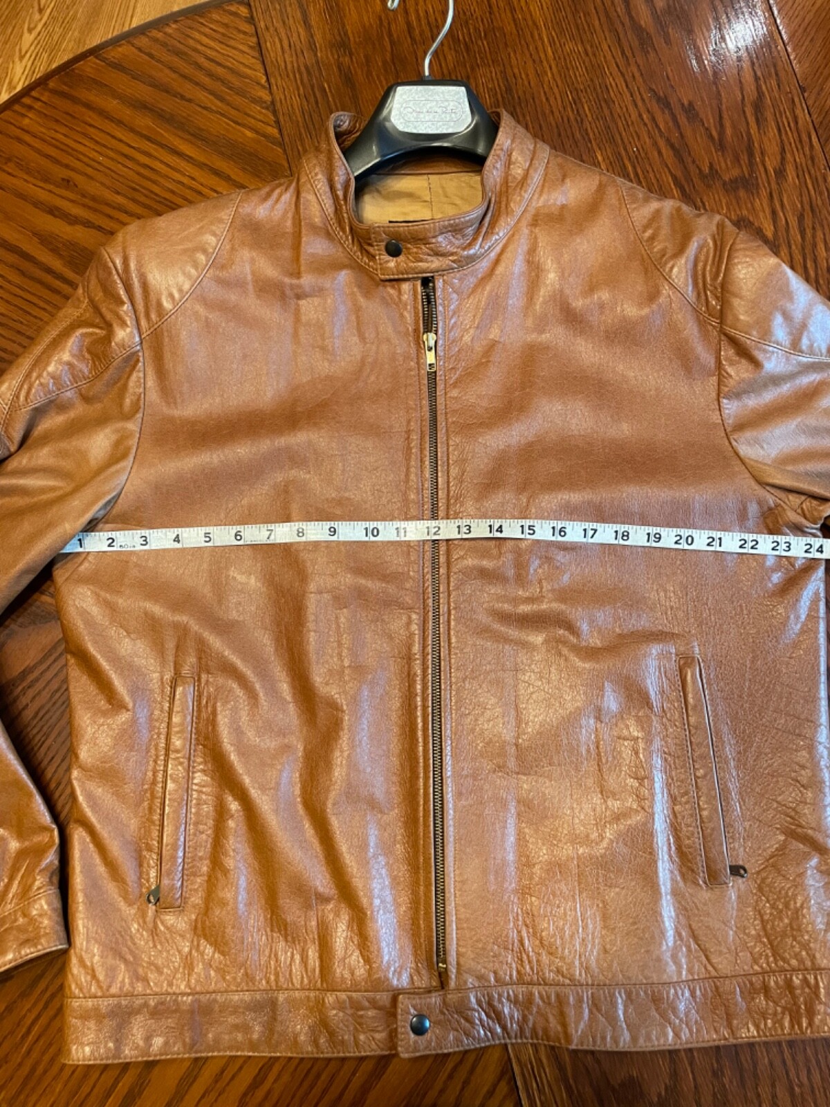 mens Lorenz leather jacket large brown - Gem