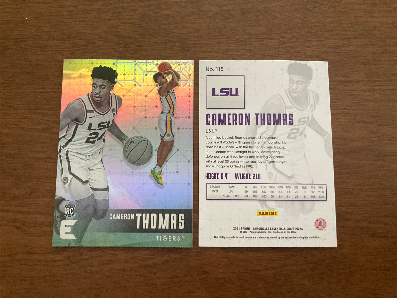 Cameron Thomas 2021 Panini Essentials Rookie Brooklyn Nets LSU Tigers ...