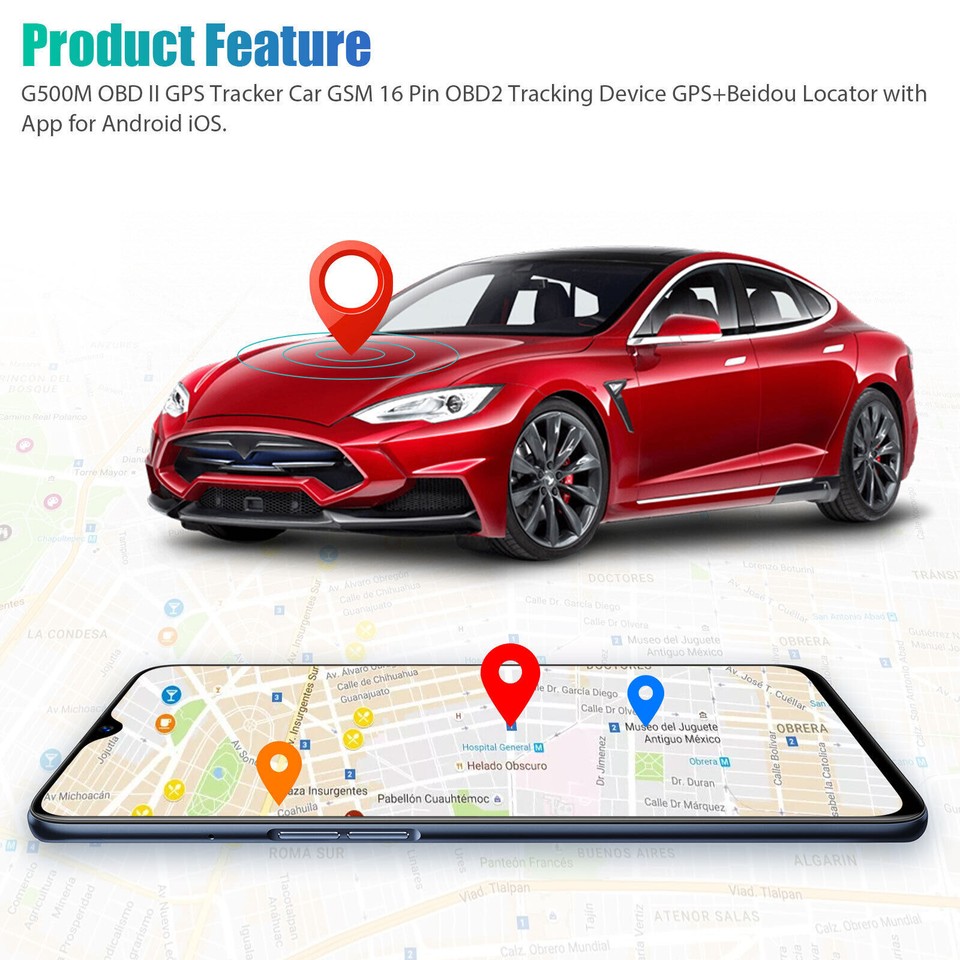 OBD2 GPS Tracker Real Time Vehicle Tracking Device OBD II Car Truck ...