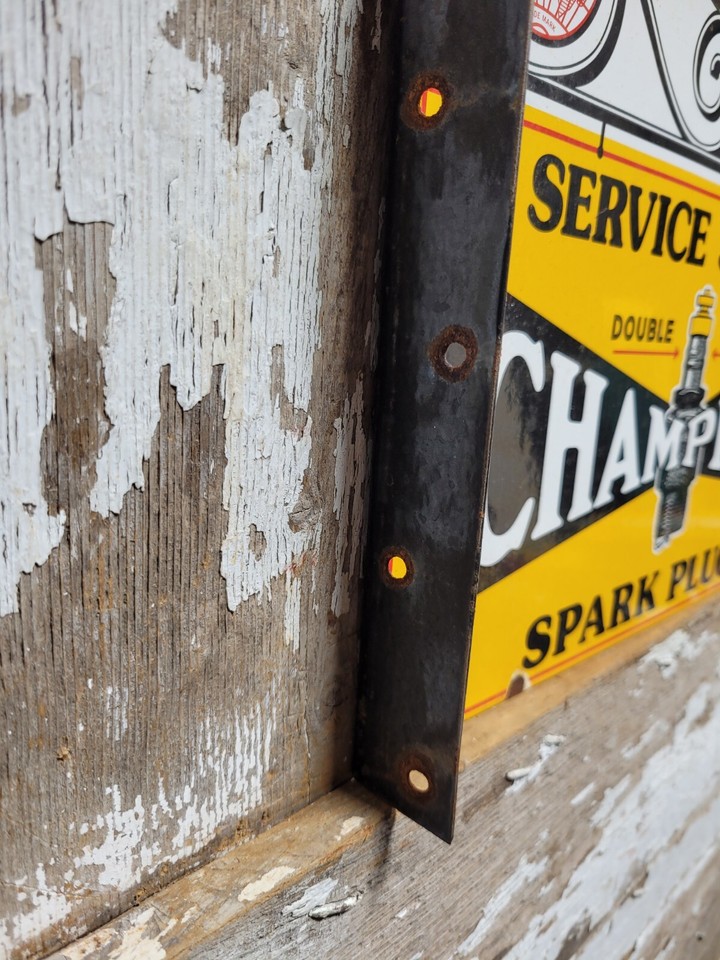 VINTAGE SPARK PLUG PORCELAIN FLANGE SIGN AUTOMOBILE ENGINE CAR TRUCK ...