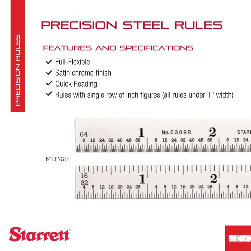 Full Flexible Steel Rule with Satin Chrome Finish, Quick Reading, and ...