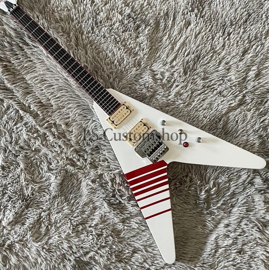 Custom V Buckethead KV2 Electric Guitar KFC Stripe White Solid Body ...