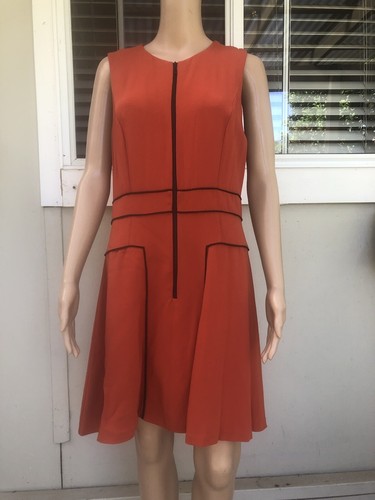 Cue Dress Orange Pinafore Exposed Black Zip Sleeveless 15 | eBay Australia