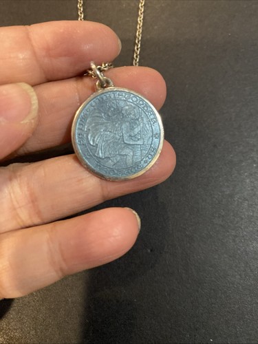 CHARLES THOMAE STERLING SILVER ENAMEL ST. CHRISTOPHER PENDANT WITH 925 ...