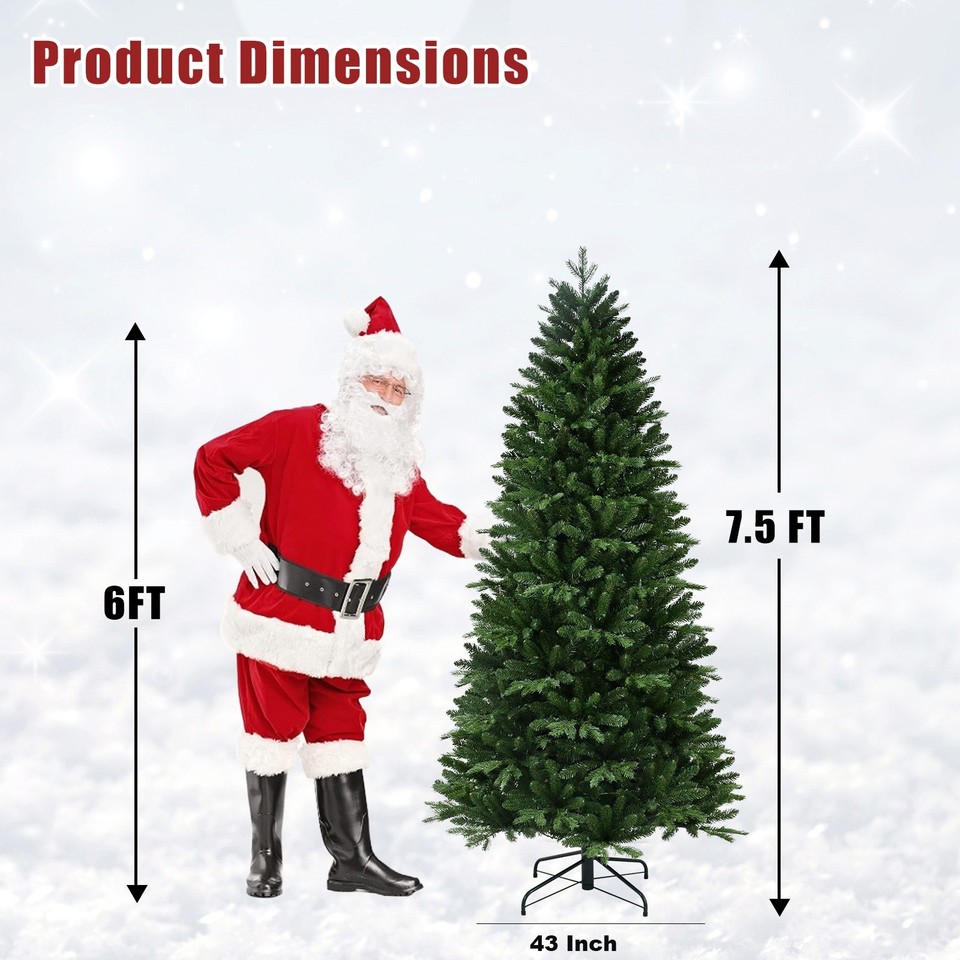 7.5 ft Artificial Christmas Tree Green Spruce XMAS Tree with 1599 ...
