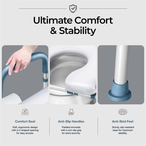Toilet Seat Risers For Seniors Width and Height Adjustable Raised ...
