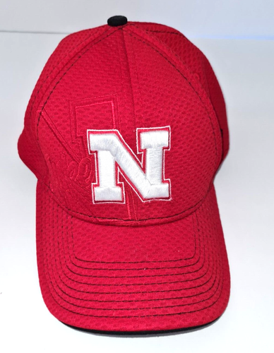 Nebraska Cornhuskers Football RED N Fabric Ball Cap Hat New Era Med Lg ...