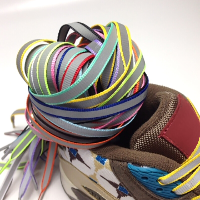 Reflective Coloured Flat Shoelaces Trainer Sneaker Shoe Laces 120 150 ...