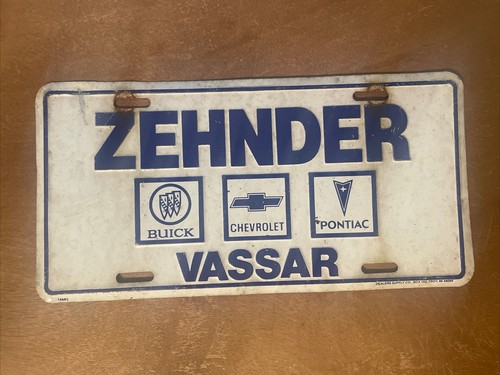 Zehnder Buick Chevrolet Vassar Michigan License Plate Booster Aluminum ...