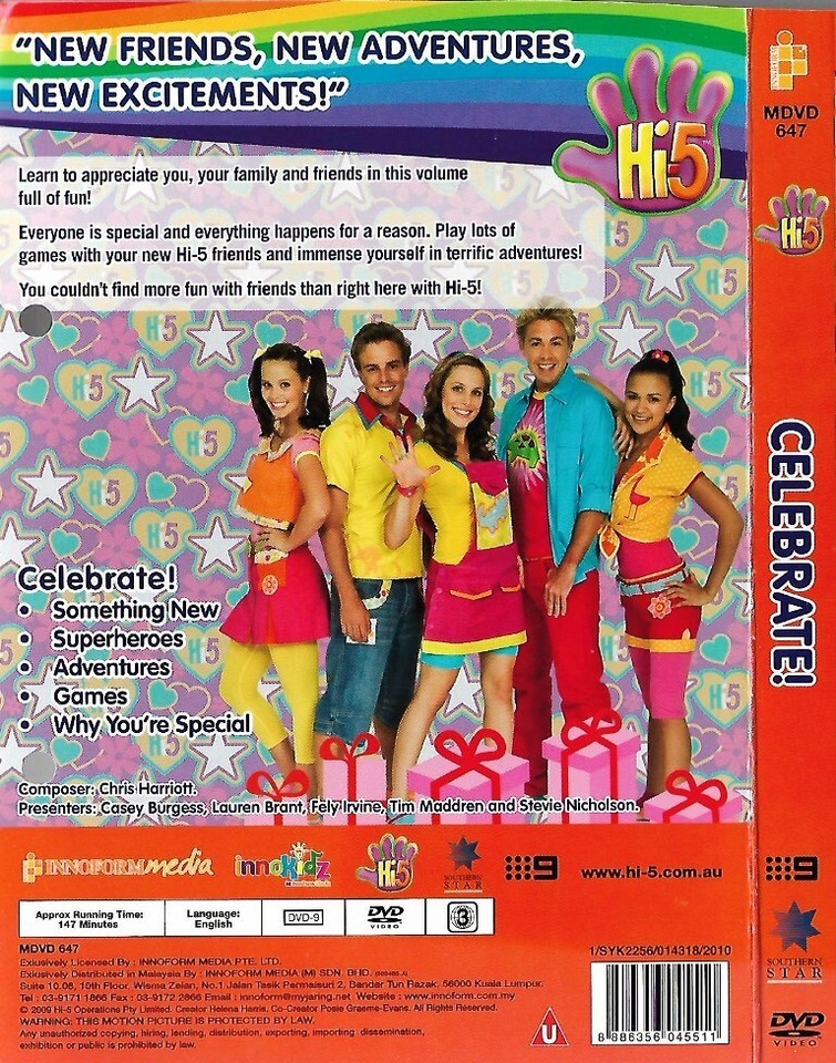 Hi-5 Celebrate DVD 2009 Series 11 Vol.3 Australian Children TV Pre ...