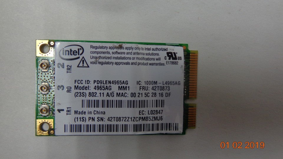 WiFi wireless Cart Intel 4965AG/ FRU 42T0873 Lenovo Thinkpad T61p X61 ...