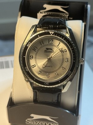 Slazenger S565S Sports Quartz Watch, black leather | eBay UK