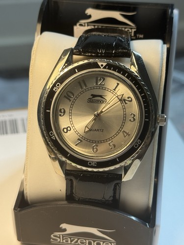 Slazenger S565S Sports Quartz Watch, black leather | eBay UK