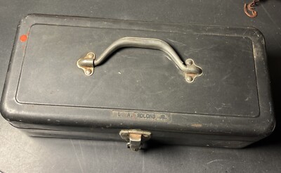 Vintage Metal Tackle Box Large Fishing Lures Wood And Plastic ...