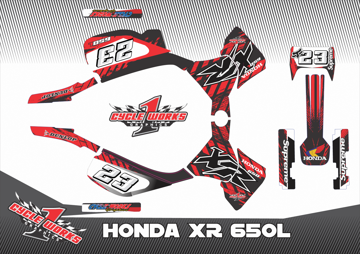 HONDA XR 650L XR650 CUSTSTOM GRAPHICS KIT GRAFICAS DECAL POWER KRUNK | eBay