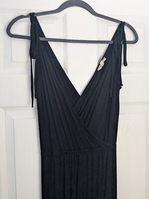 Rolla Costa Tie Shoulder Crossover Front Dress Midi Black Size M | eBay