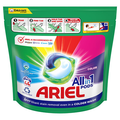 ARIEL COLOR Laundry Capsules All in 1 Washing Machine Pods Caps 44 ...