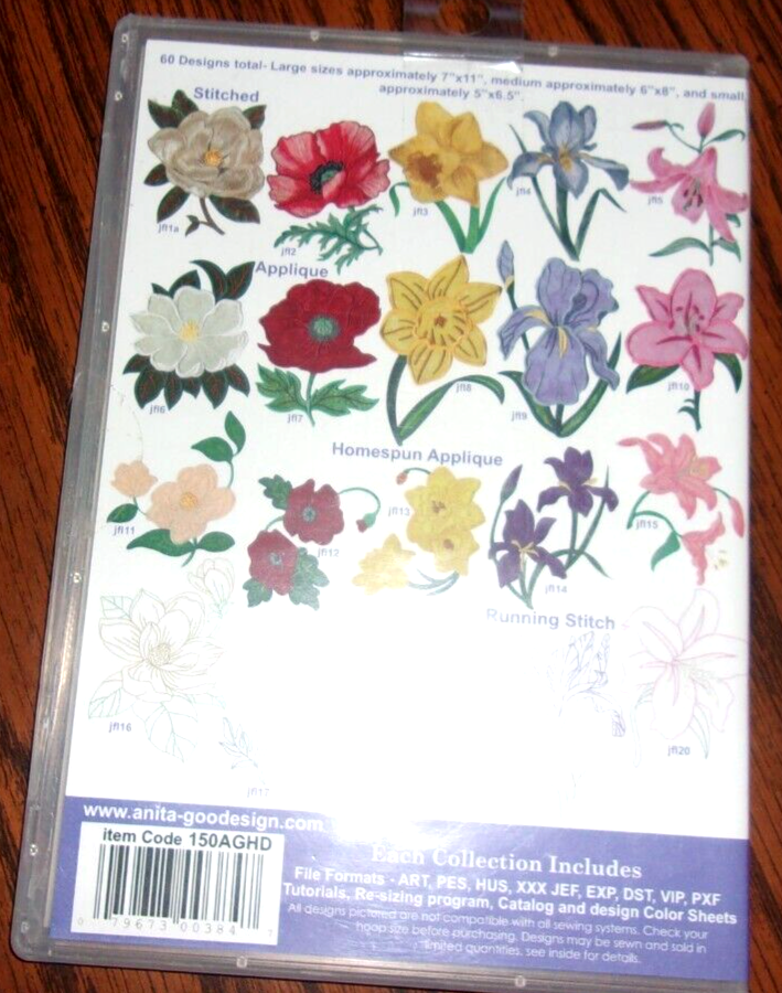 Anita Goodesign Embroidery Designs Cd "Realistic Flowers" | eBay