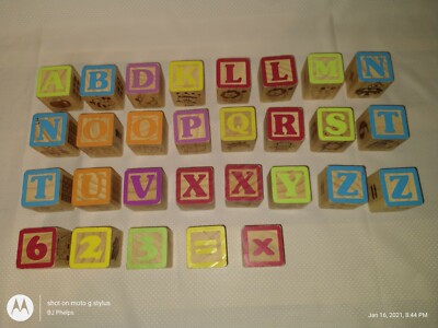 29 Wooden Alphabet/Number Blocks | eBay