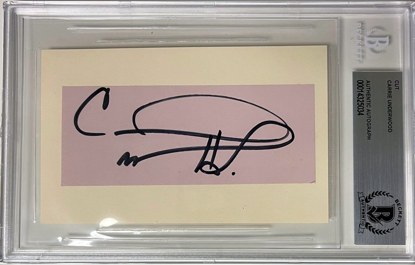 Carrie Underwood signed 2X4.5 Cut Signature- Beckett/BAS Encapsulated ...