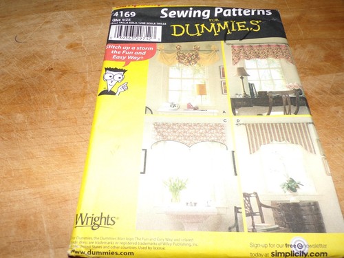 🌼 SIMPLICITY #4169 - SEWING FOR DUMMIES - WINDOW TREATMENTS PATTERN OZ ...