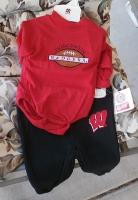 Wisconsin BADGERS Infant Baby Outfit Shirt Pants 3/6m 6/9m NEW Great ...