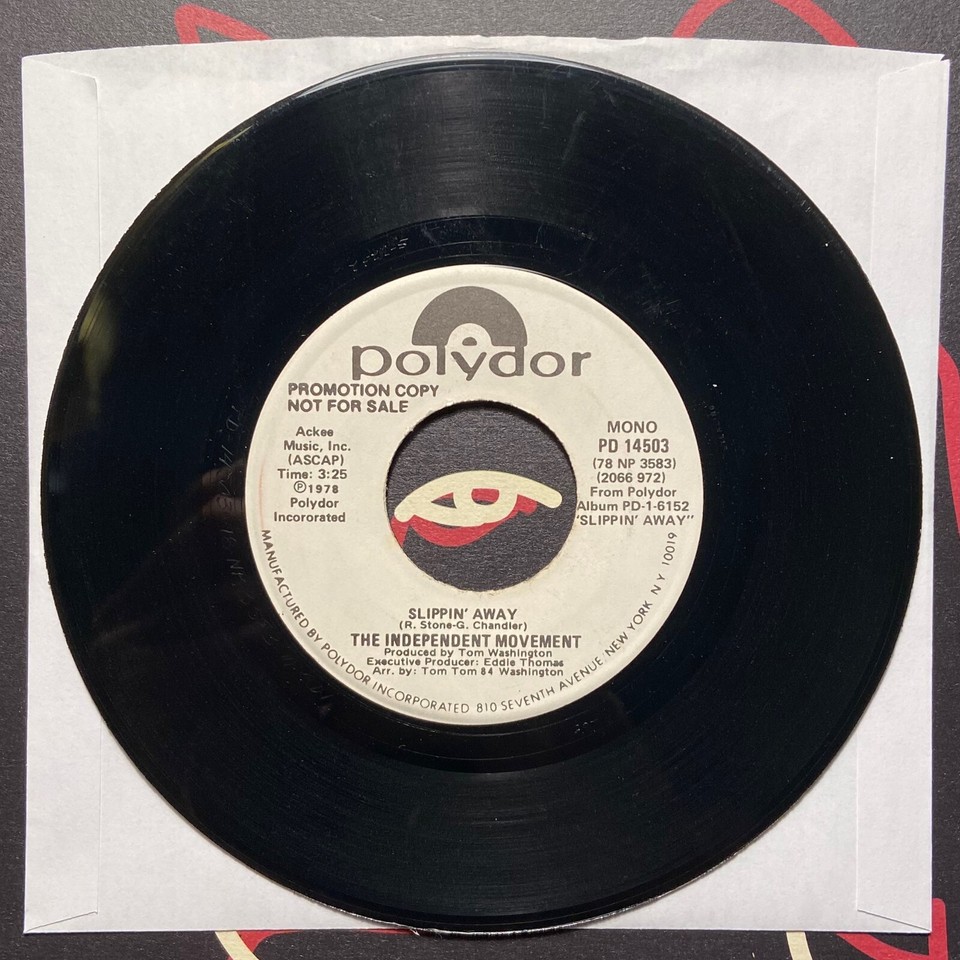 disco jazz-funk 7” INDEPENDENT MOVEMENT Slipping’ Away EX Polydor Promo ...