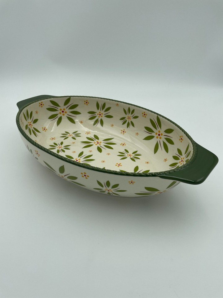 Temp-tations Old World 3qt Shallow Casserole Bakeware/Cookware - Floral ...