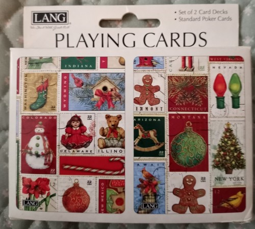 Christmas Holiday Stamps 2 Decks Playing Cards Poker Tim Coffey Lang ...