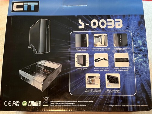 CiT S003B Black Slim Micro ATX or Mini ITX Case Built-in Card-Reader ...