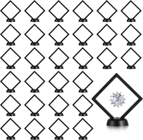 30Pcs 3D Floating Display Case, Transparent PE Film Jewelry Storage Box ...