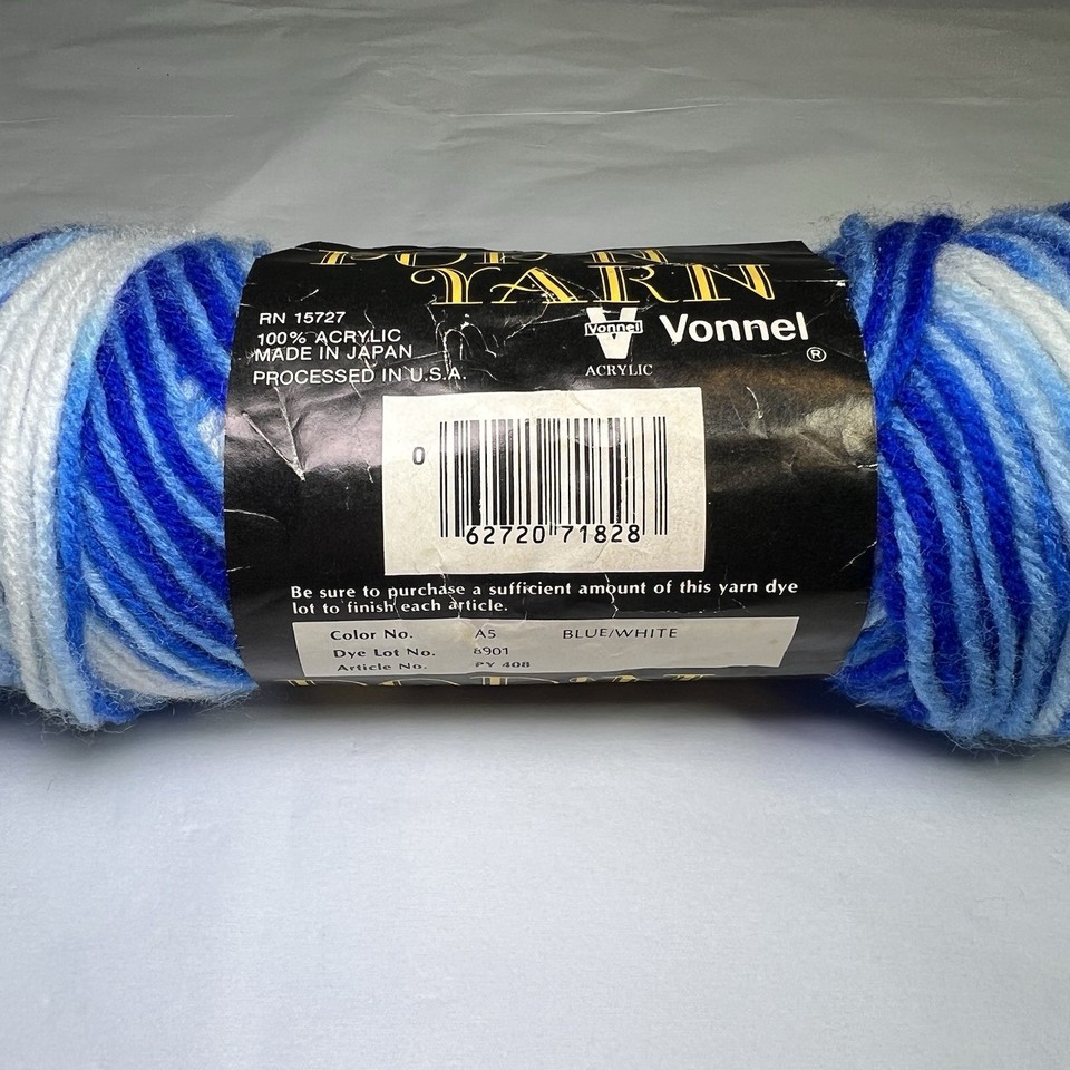 Pop'n Yarn Variegated Medium Weight Acrylic Yarn - 1 Skein Blue White # ...