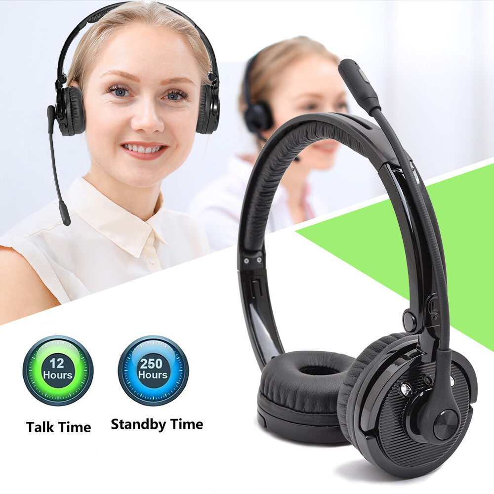 Headset Headphones Wireless Bluetooth with Microphone & Mute Button for ...