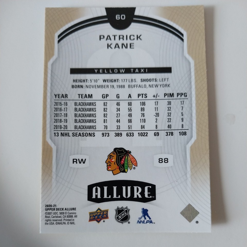 2020-21 upper deck allure Patrick Kane yellow taxi #60 | eBay