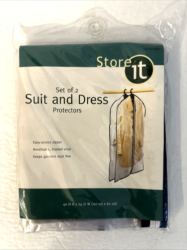 Set of 2 Hanging Garment Suit and Dress Zip Protectors Bags 40"x24" By ...