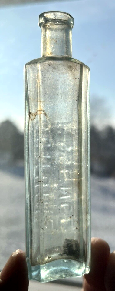 NICE LIGHT AQUA COLORED GENUINE ESSENCE BOTTLE HINGE MOLD 1860'S ERA ...