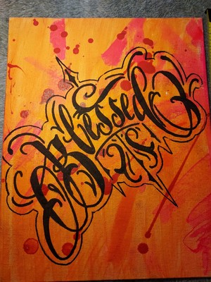 Blessed Orange Hand Painting Original canvas wall art 8x10 | eBay