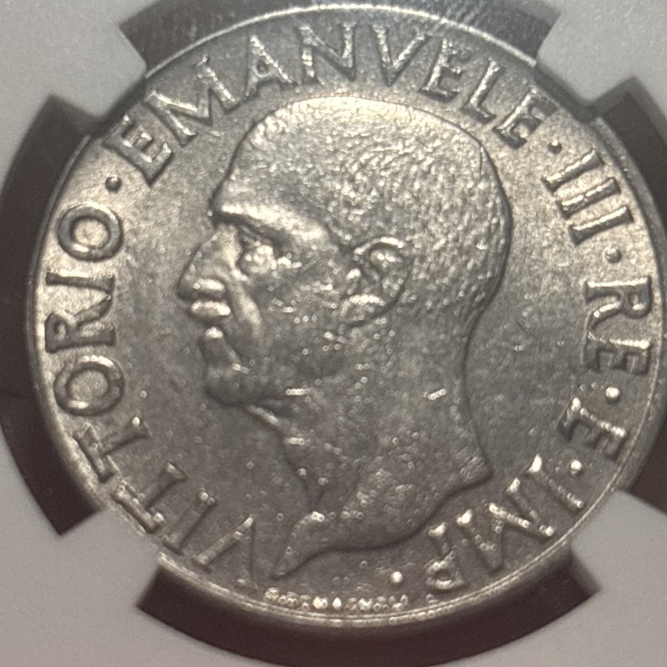 1940R XVIII ITALY LIRA NON MAGNETIC GENUINE GRADE WW2 ERA COIN NGC SLAB ...
