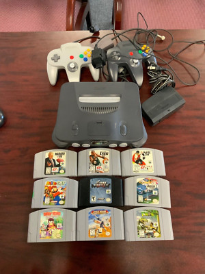 Nintendo 64 N64 Console NUS-001 Gray Works 9 Games Mario Golf, Diddy ...