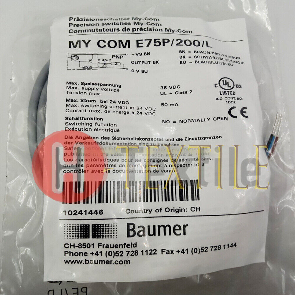 BAUMER MY-COM-E75P/200/L SENSOR ID173355 for sale online | eBay