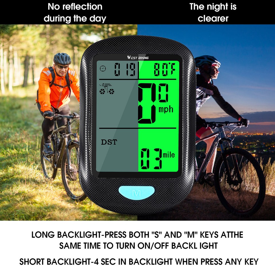 WEST BIKING Wireless Bicycle Computer Waterproof LED Bike Speedometer ...