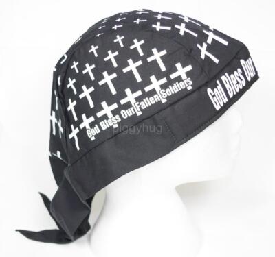 skull cap hat do du doo rag sweat band God bless our fallen soldiers ...